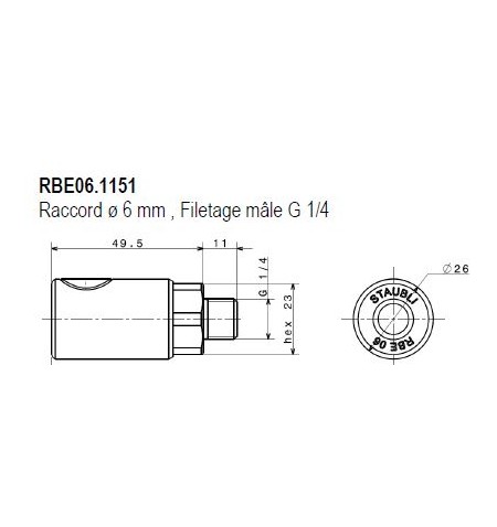 METR - RACCORD Obturateur Dia 3 - pour Tuyau Ø 4mm RBE03.1804 staubli