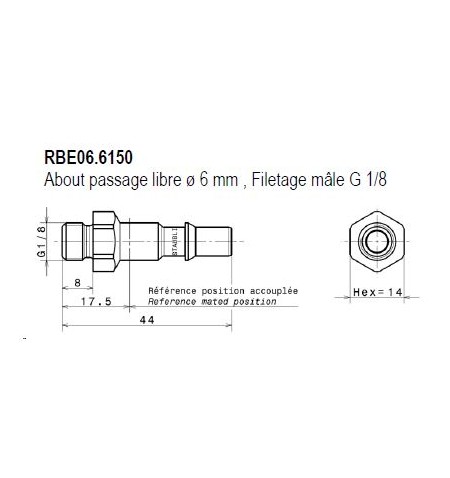 METR - RACCORD Obturateur Dia 3 - Filetage Male G 1/4 RBE03.1151 ...